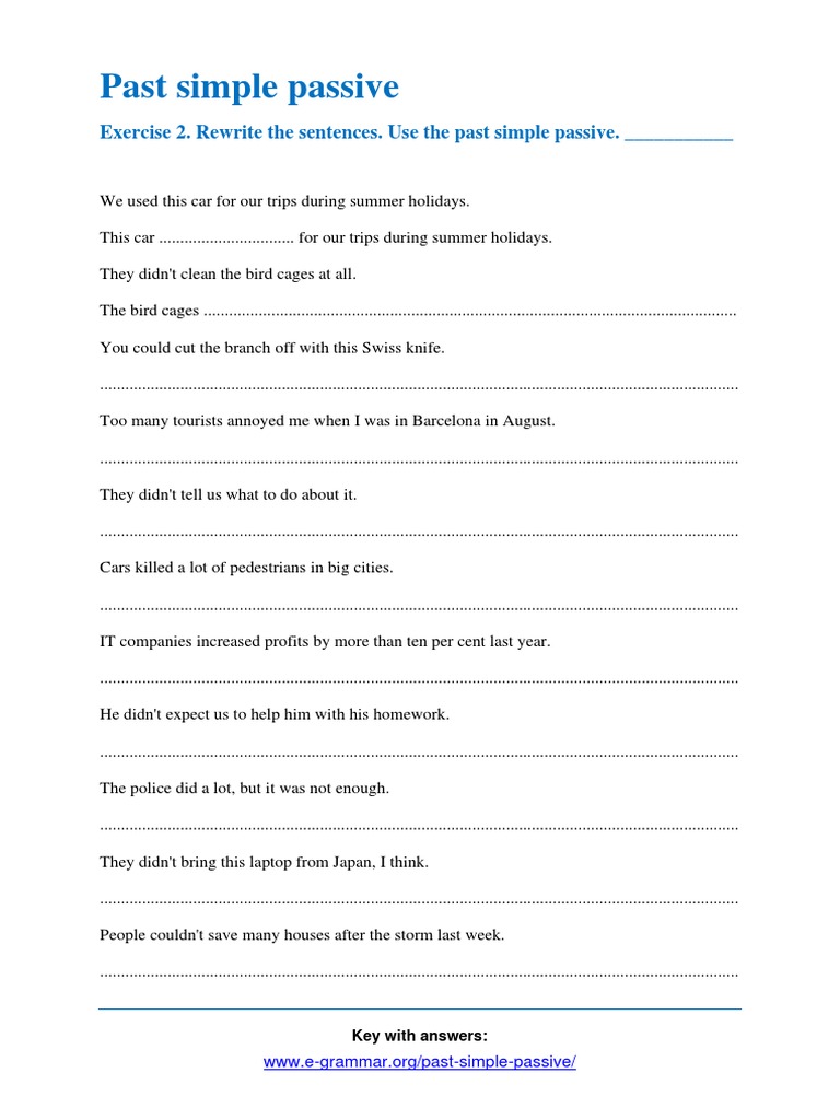 Past Simple Passive Exercise 2 | PDF