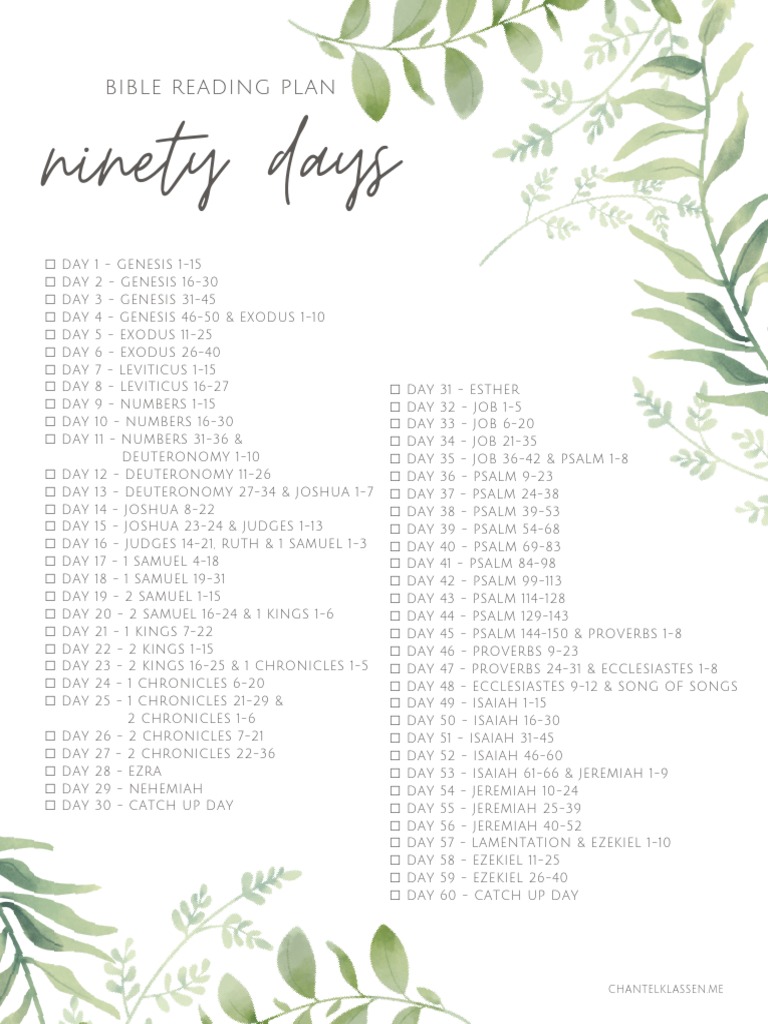 90 Day Bible Reading Plan - Chantel Klassen | PDF | Book Of Numbers | Bible