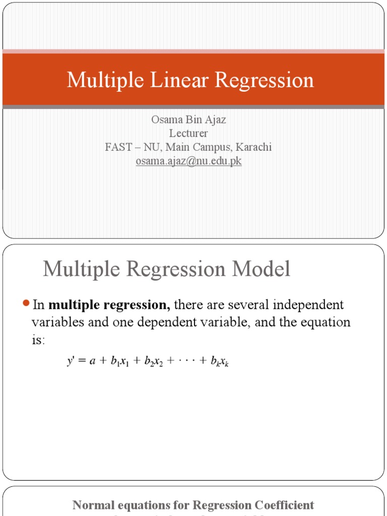 w16 - Multiple Linear Regression | PDF | Regression Analysis | Linear Regression
