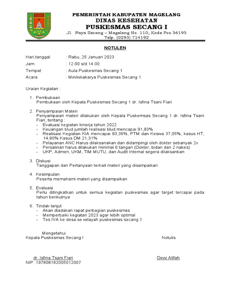 CONTOH NOTULEN | PDF