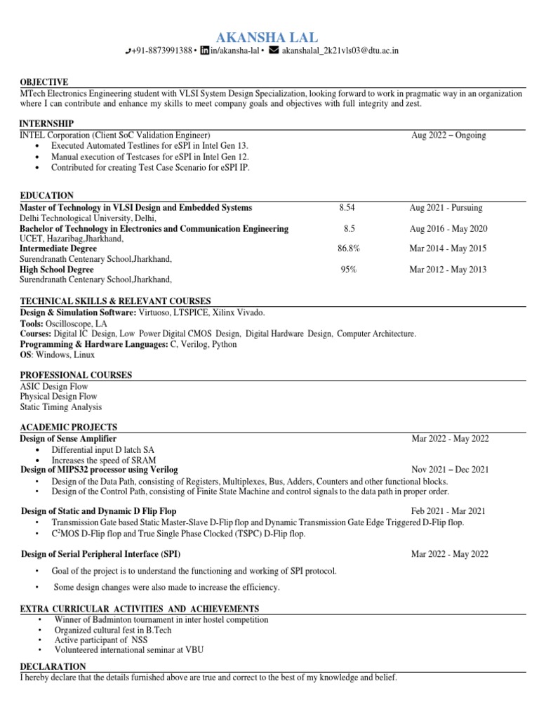 CV Akansha 1 | PDF | Electronic Engineering | Manufactured Goods