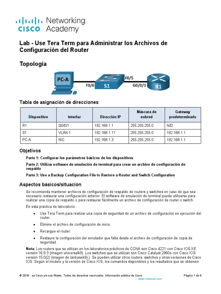10.6.11 Lab - Use Tera Term To Manage Router Configuration Files - ILM ...