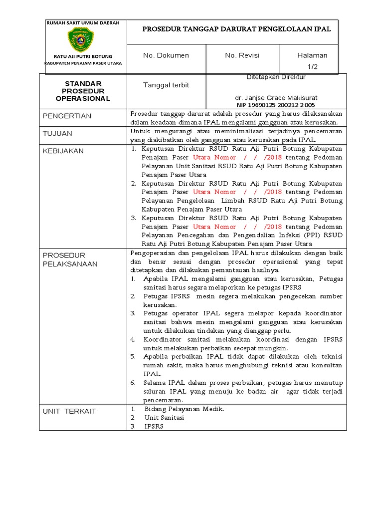 Spo - Tanggap Darurat Pengelolaan Ipal | PDF