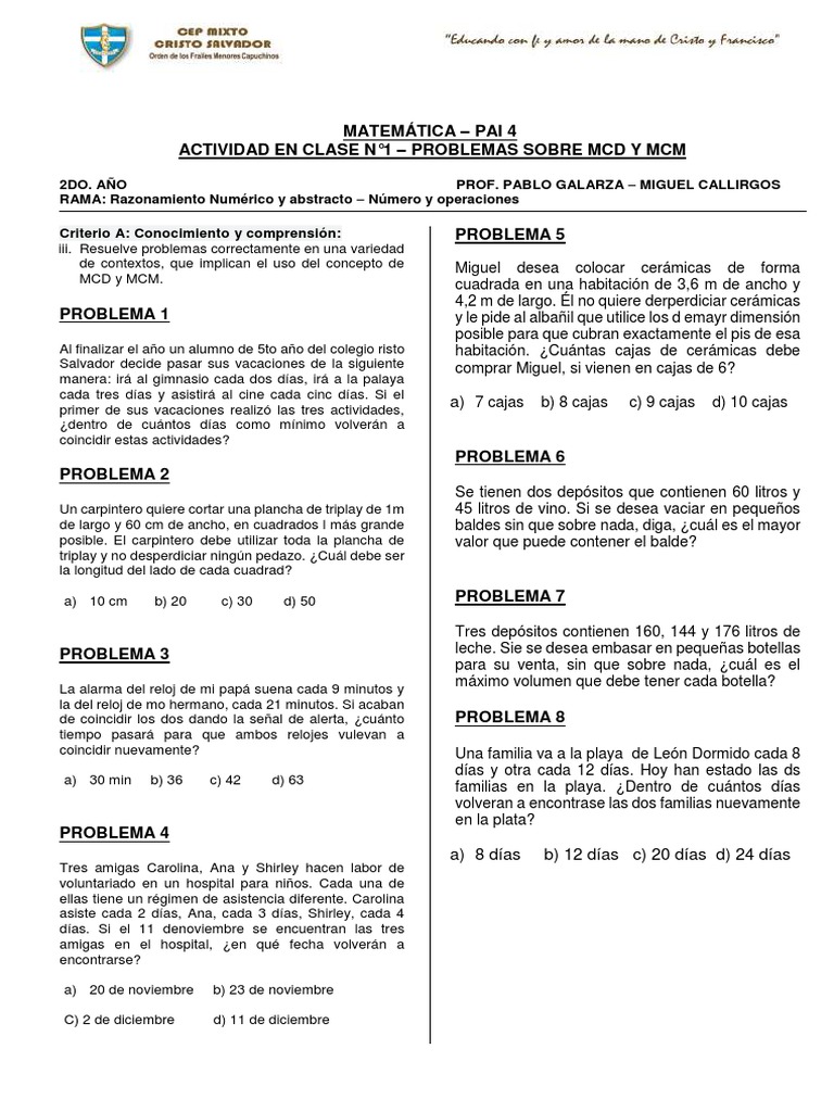 FAC N°1 - Prob. MCD y MCM-S2AB | PDF