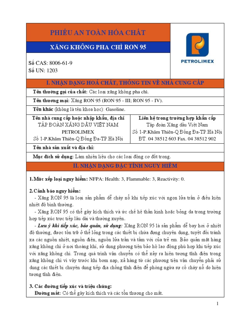 MSDS - Viet RON 95 | PDF