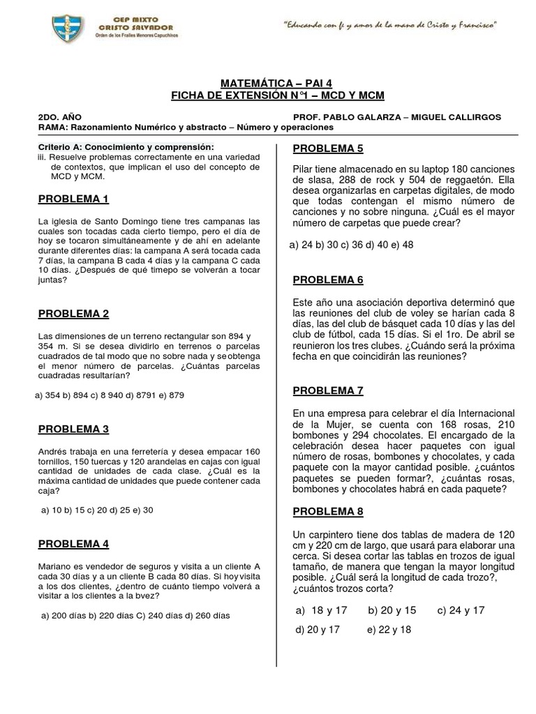 FAE N°1 - Prob. MCD y MCM-S2AB | PDF