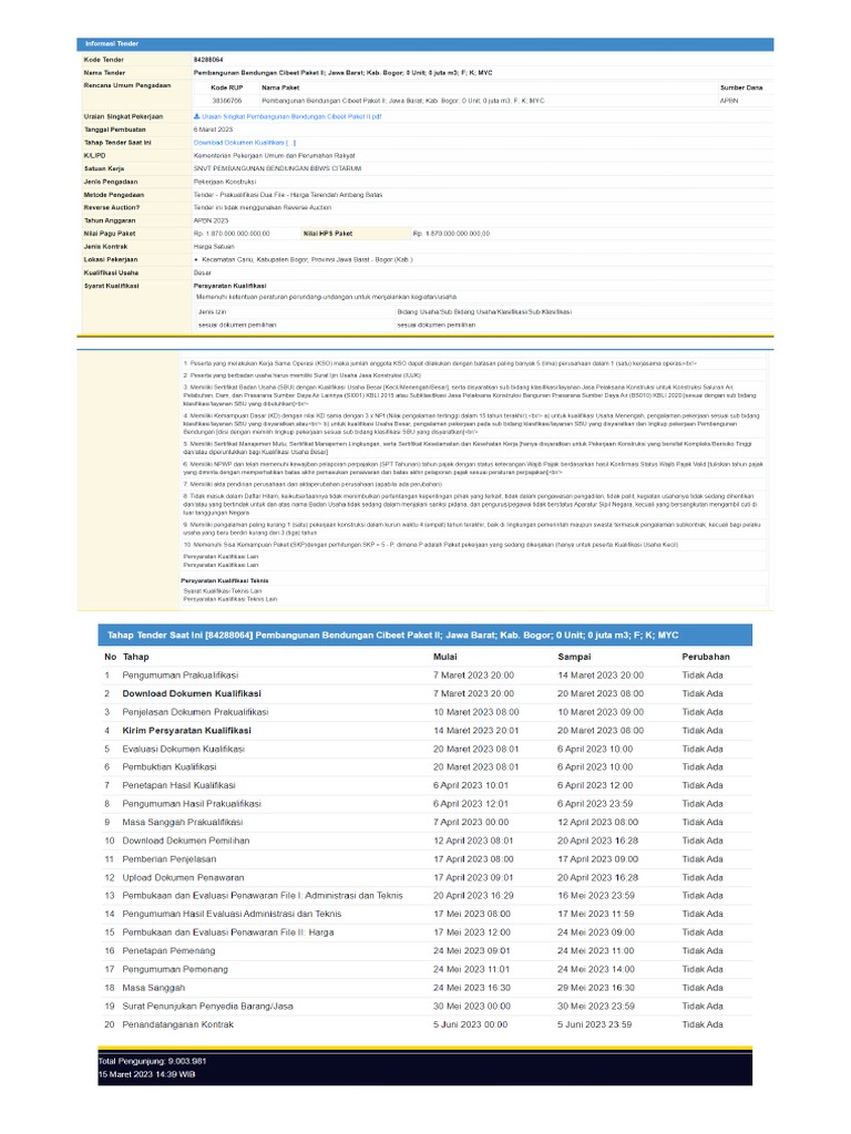 Laman LPSE - Bendungan Cibeet P2 | PDF Laman LPSE - Bendungan Cibeet P2 | PDF