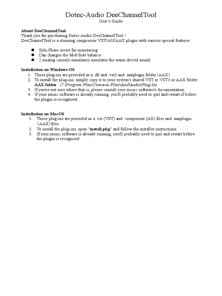 DeeChannelTool Plugin Guide | PDF