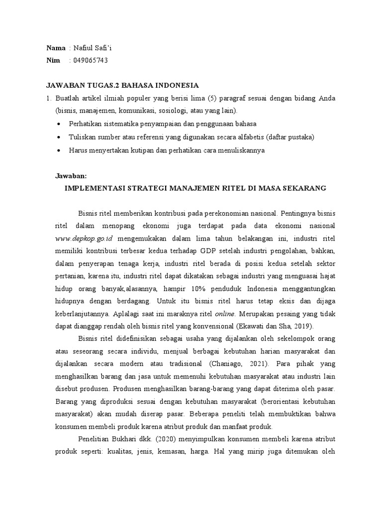 Jawaban Tugas.2 Bahasa Indonesia | PDF