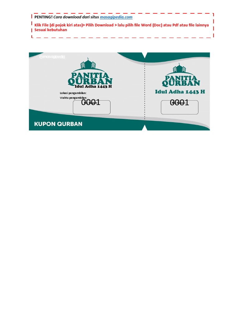 Kupon Qurban 2022 Word - Masagipedia | PDF