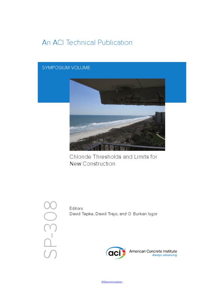 ACI SP 308 Chloride Thresholds and Limits For New Construction Tepke | PDF