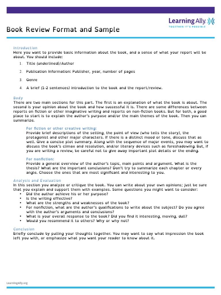 Book Review Format Template | PDF