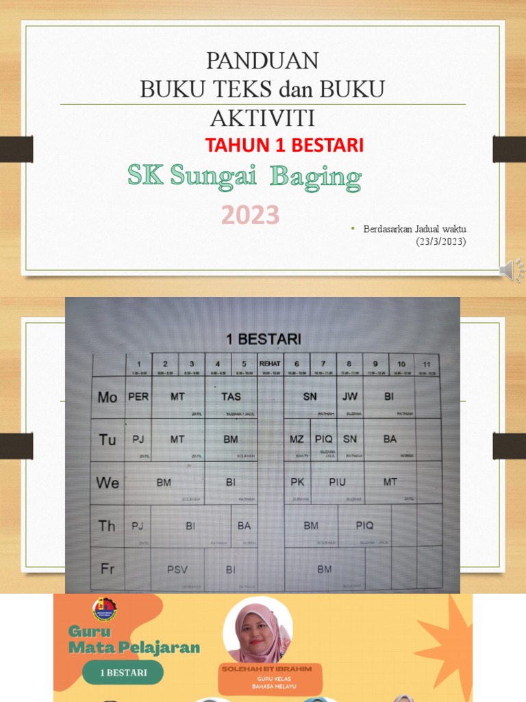PANDUAN Buku Teks Tahun 1 Berdasarkan Jadual 1 BESTARI 2023 PDF | PDF
