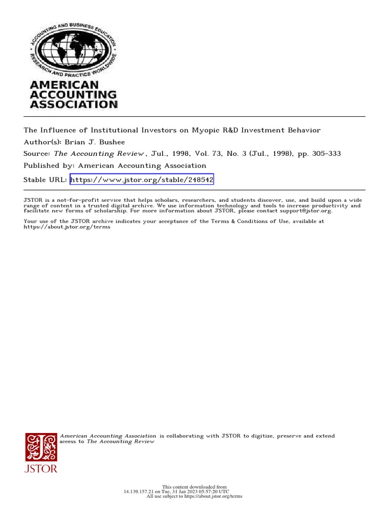 Bushee-1998-AR-influence of Institutional Investors On Myopic R&D ...