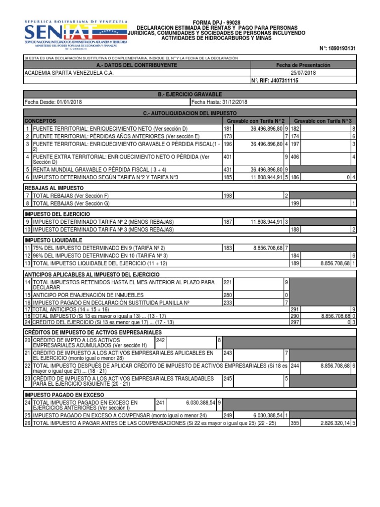 Estimada Islr 2018 | PDF | Impuestos | Gobierno