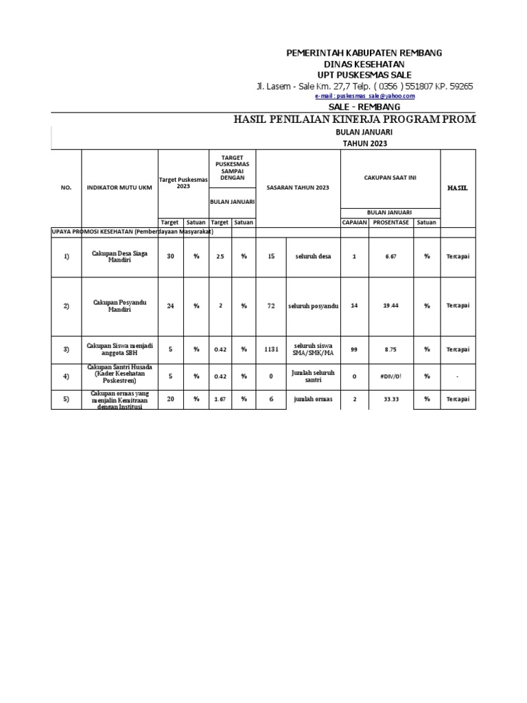 Penilaian Kinerja Program Promkes Ayon 1 Pdf