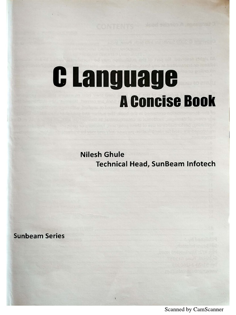 C Language (Sunbeam Book) | PDF