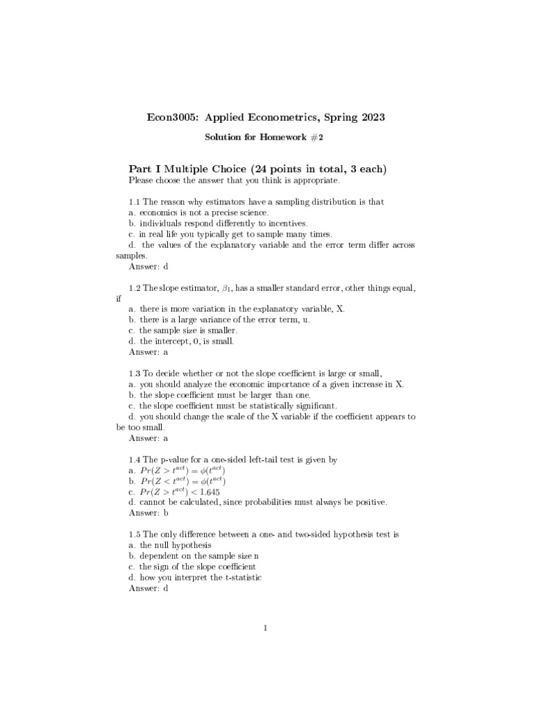 Econ3005 Spring 2023 Homework Solutions | PDF | Economic Growth ...