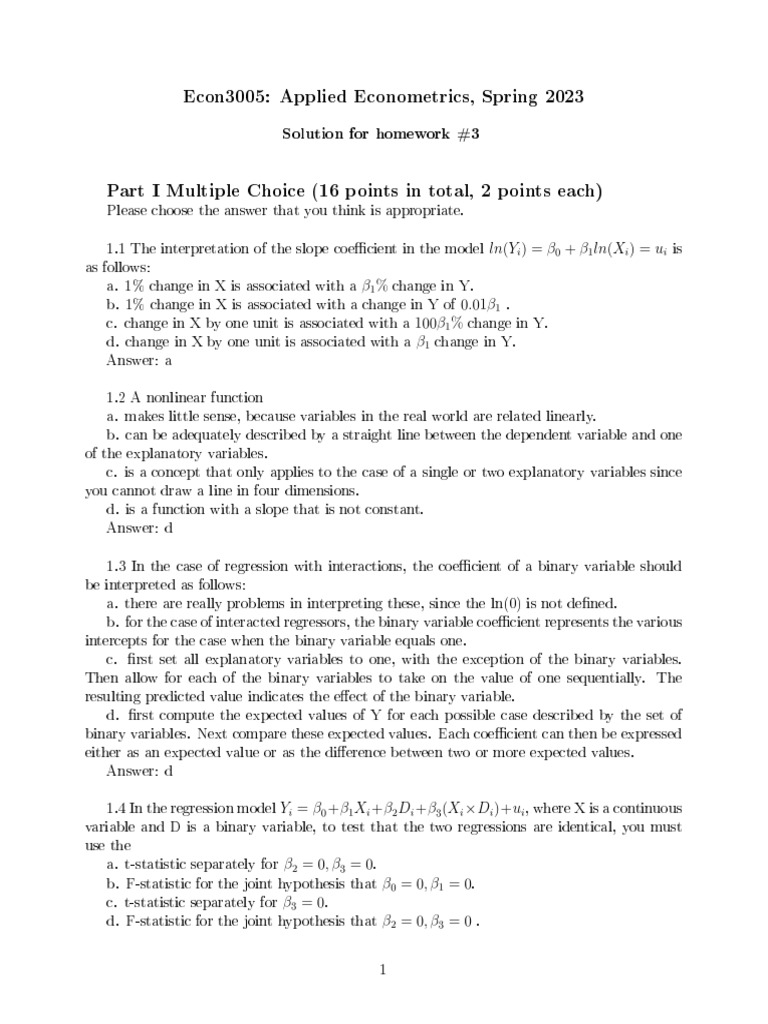 Hw3 Spring2023 Econ3005 Solution Pdf 