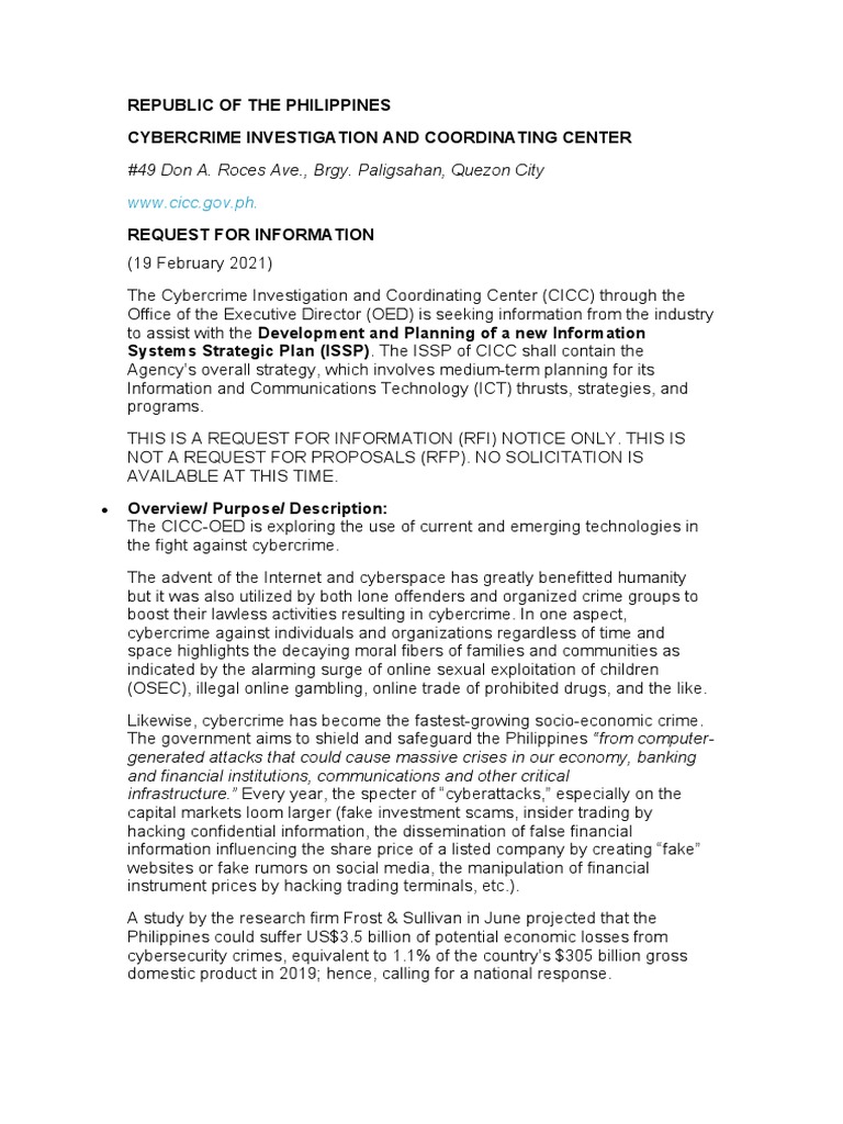 Memorandum Issuance From CICC (Request For Info) | PDF | Cybercrime ...