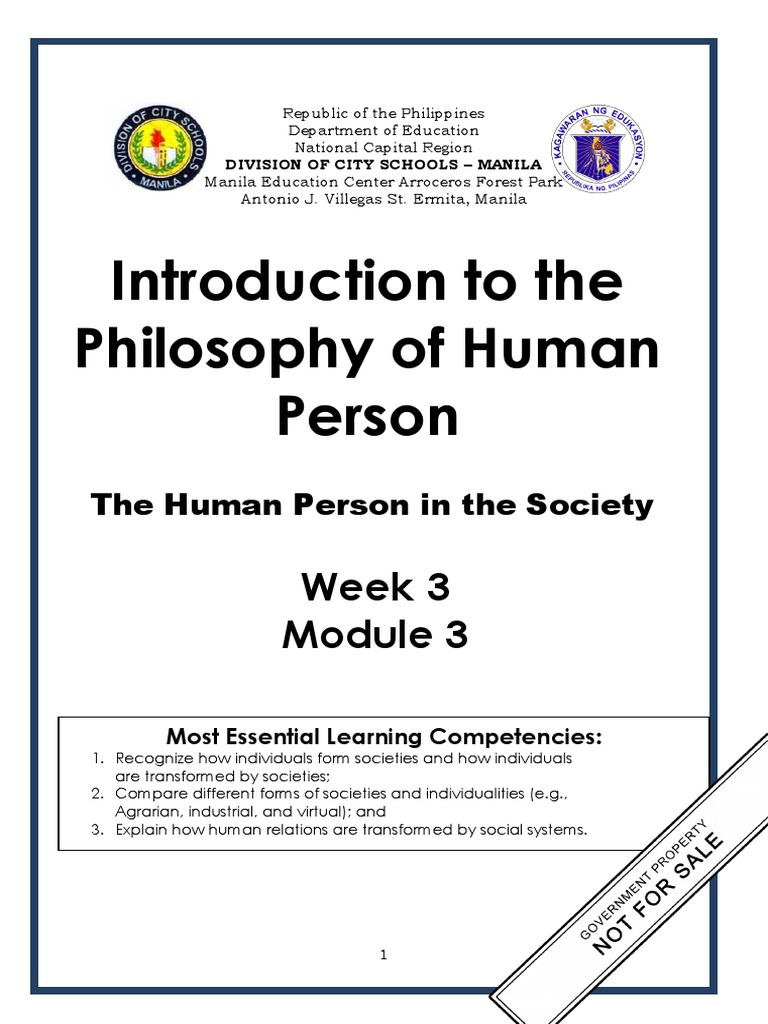PHILO - Q2 - Mod3 - The Human Person in The Society | PDF | Society | Agriculture