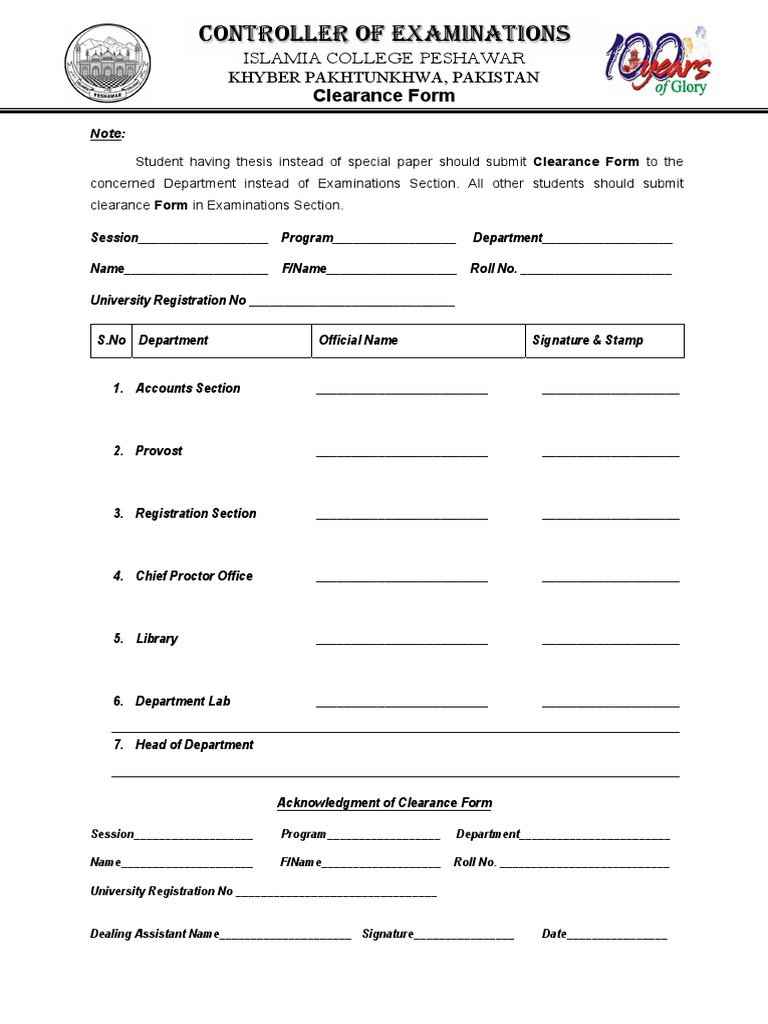 ICP Student Clearance Form (2022) | PDF