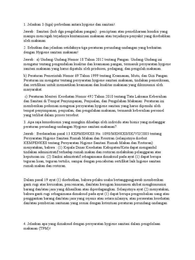Higiene Sanitasi Makanan, Andre Rivaldo, 211013241096 | PDF