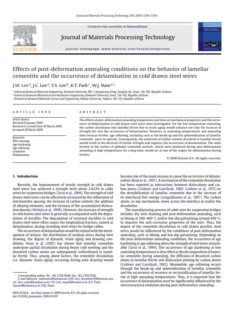 Effects Of Post Deformation Annealing Conditions On The Behavior Of Lamellar Cementite And The