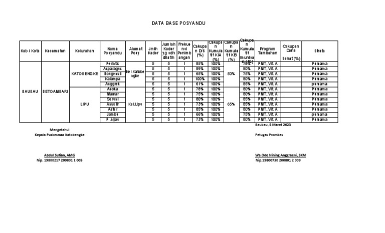 Perbaikan Data Base Posyandu | PDF