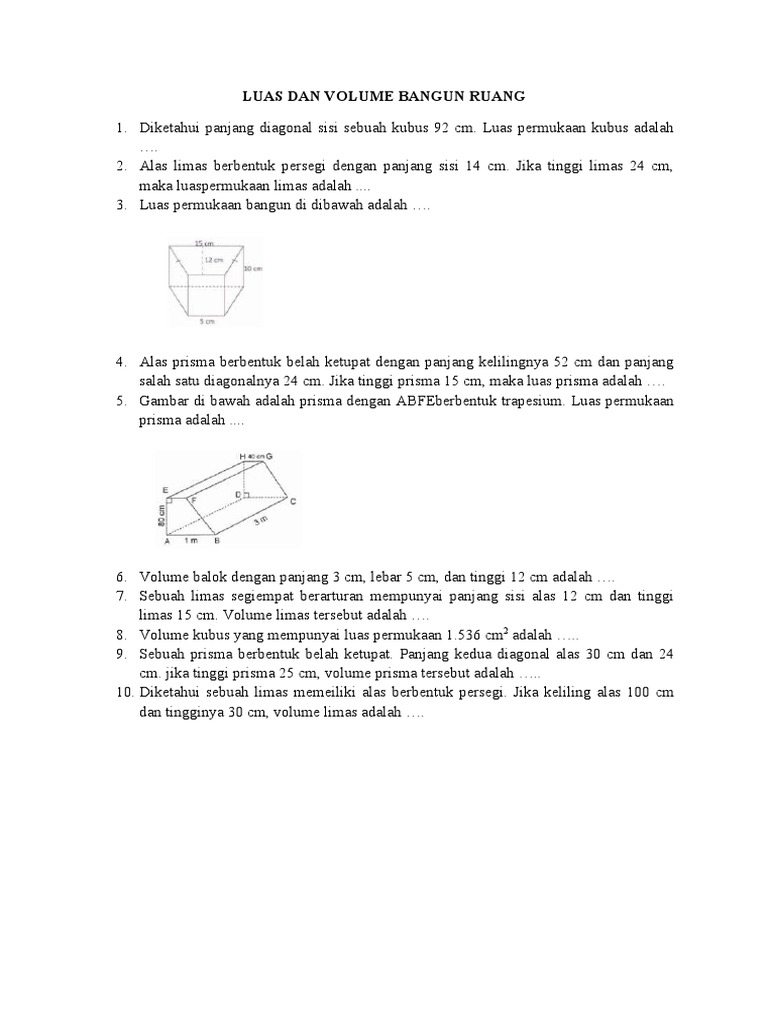 Luas Dan Volume Bangun Ruang | PDF