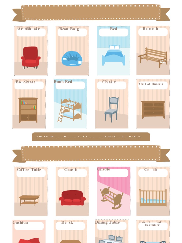 Furniture Flash Cards 2x3 | PDF