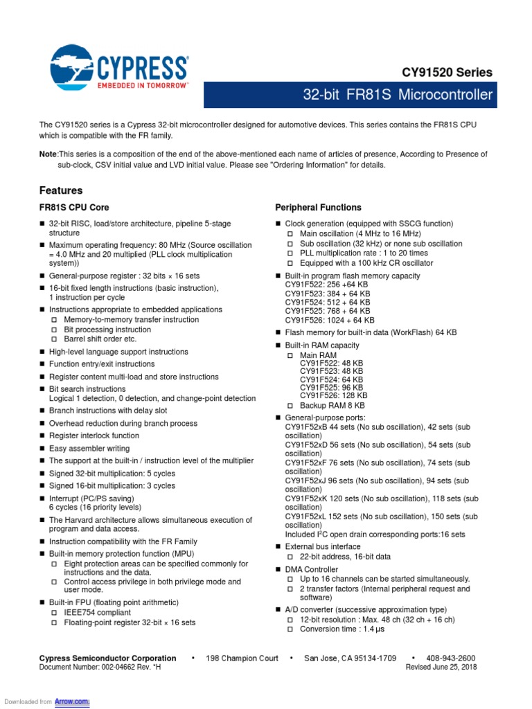 Cy91520series32 Bitfr81smicrocontroller | PDF | Microcontroller | Flash Memory
