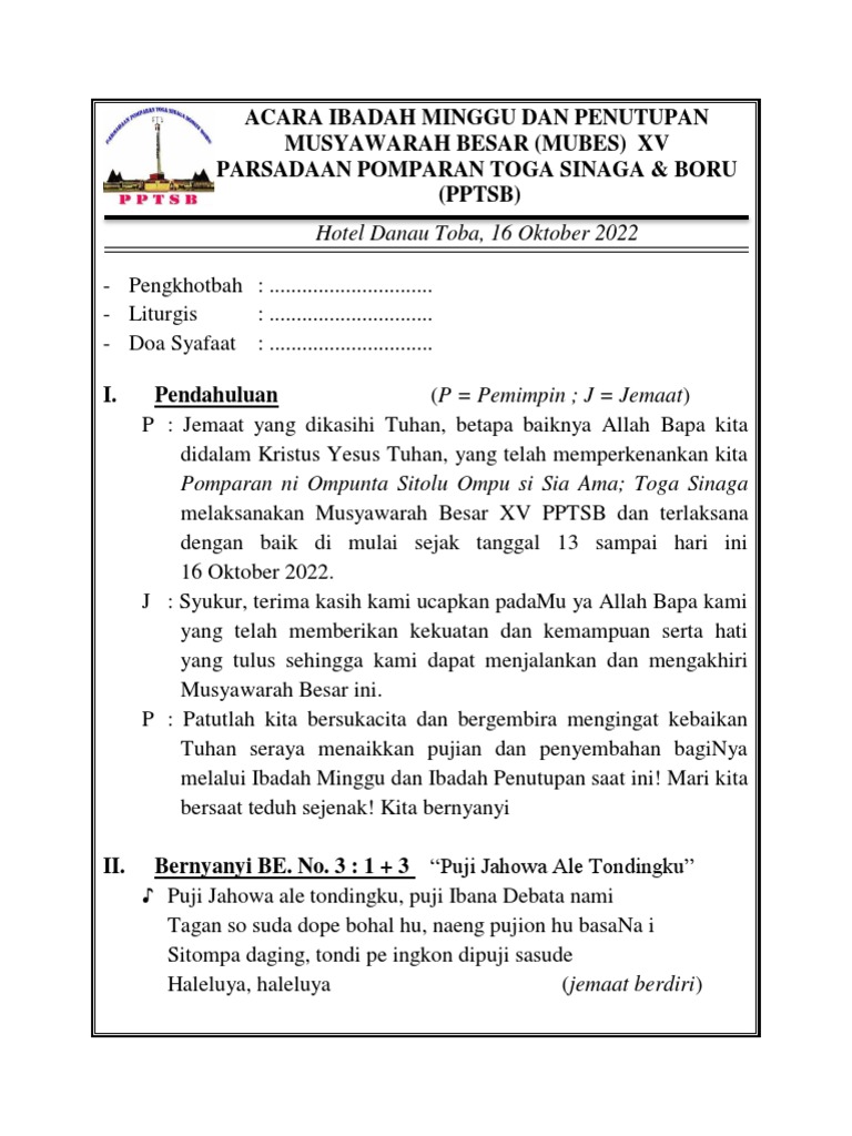 Ibadah Penutupan PPTSB Sinaga | PDF