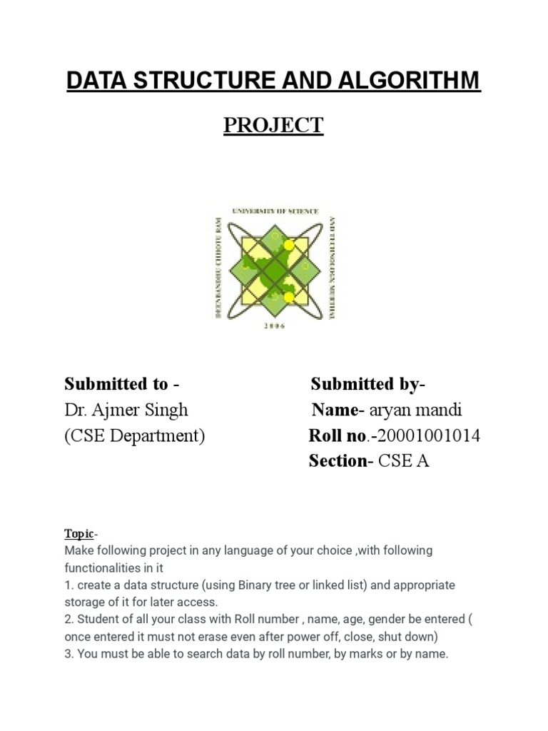Dsa Project | PDF | Computing | Information Technology Management Dsa Project | PDF | Computing | Information Technology Management