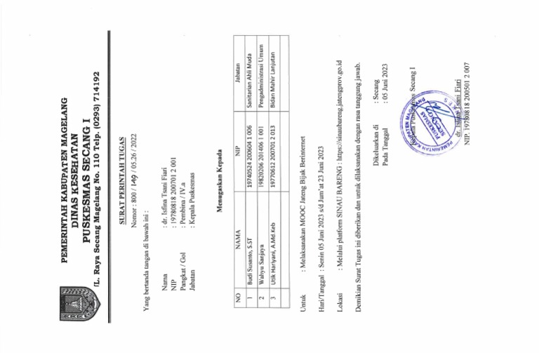 Surat Perintah Tugas MOOC | PDF