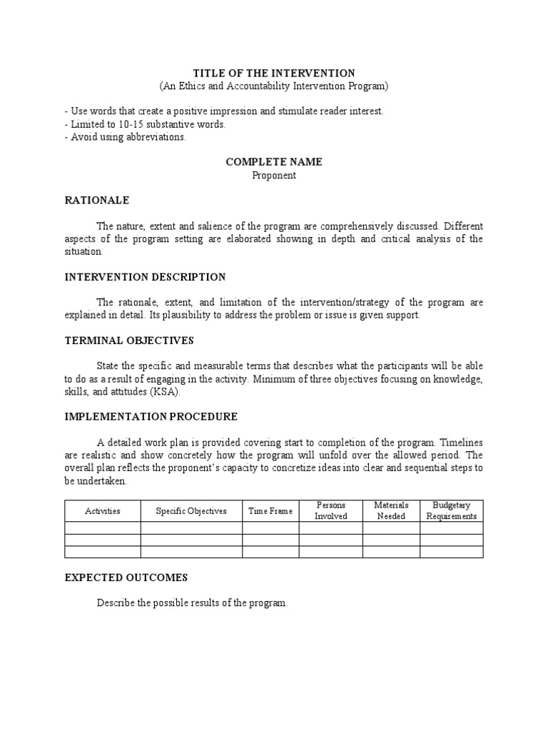 Guide in Writing The Ethics and Accountability Intervention Program | PDF | Business