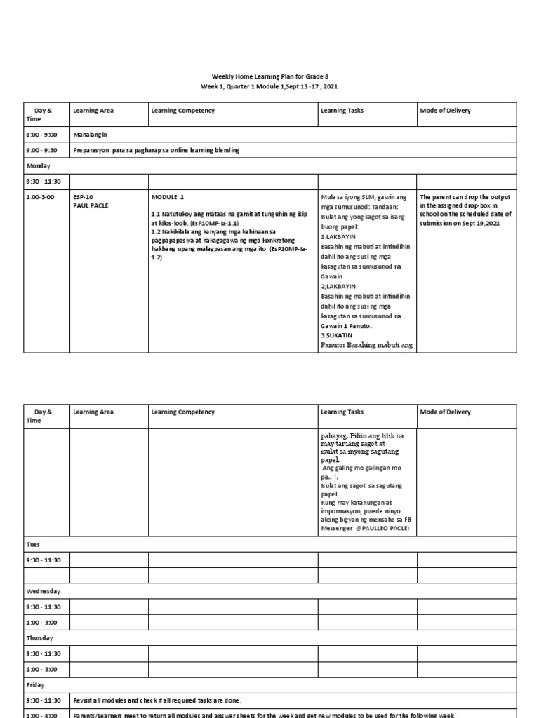 Week 1 Quarter 1 Module 1 Esp10 Correct | PDF | Learning | Teaching