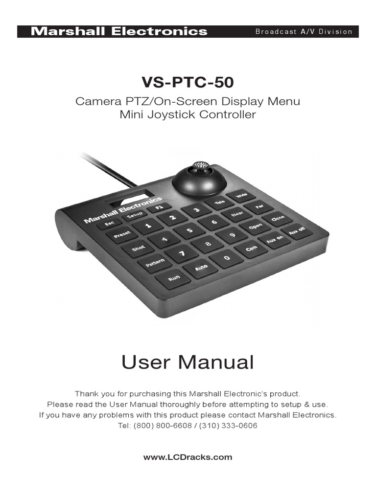 Vs PTC 50 Mini Joystick Controller Manual Web | PDF | Zoom Lens ...