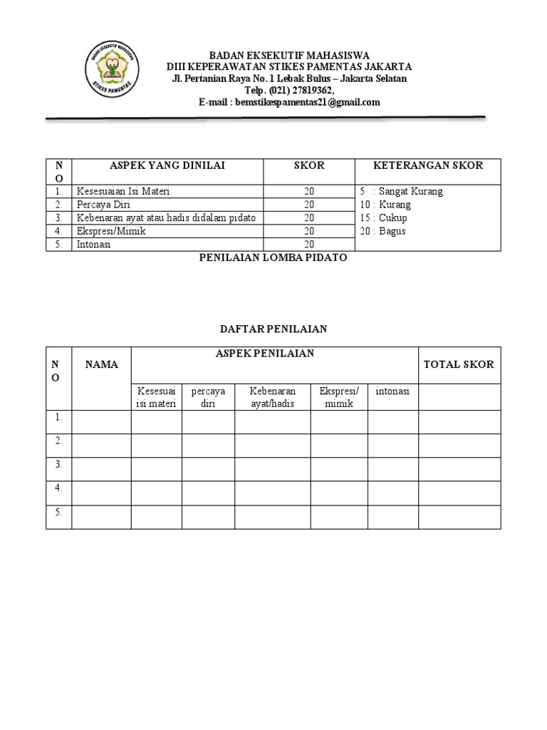 penilaian pidato | PDF
