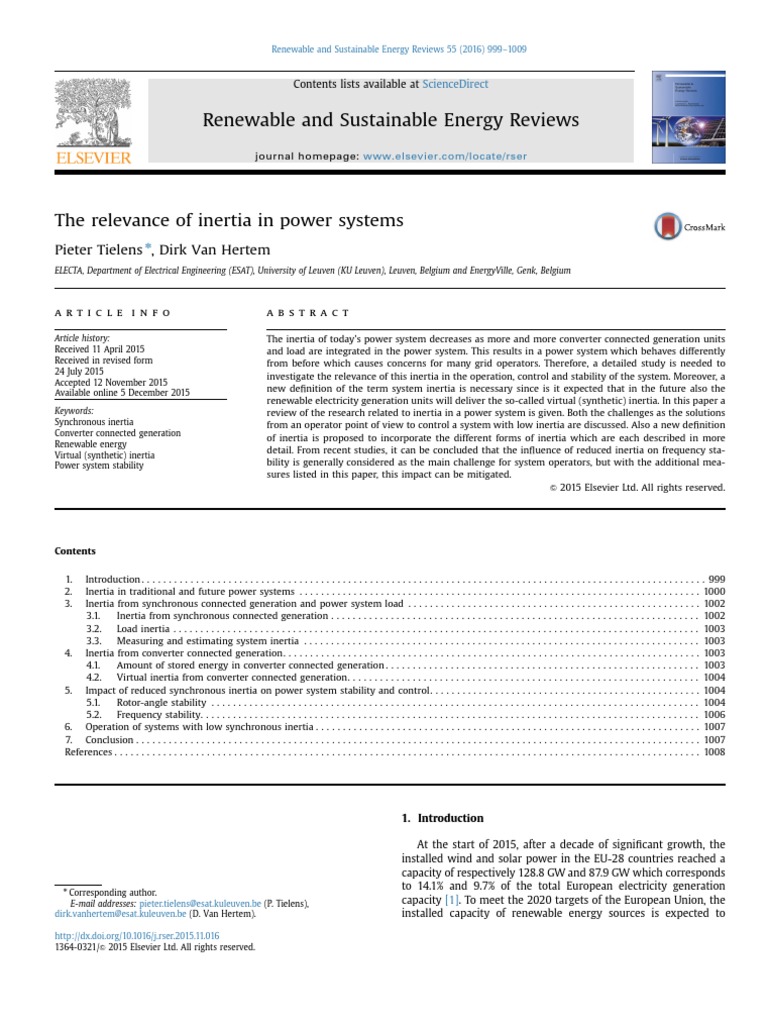 The Relevance of Inertia in Power Systems | PDF