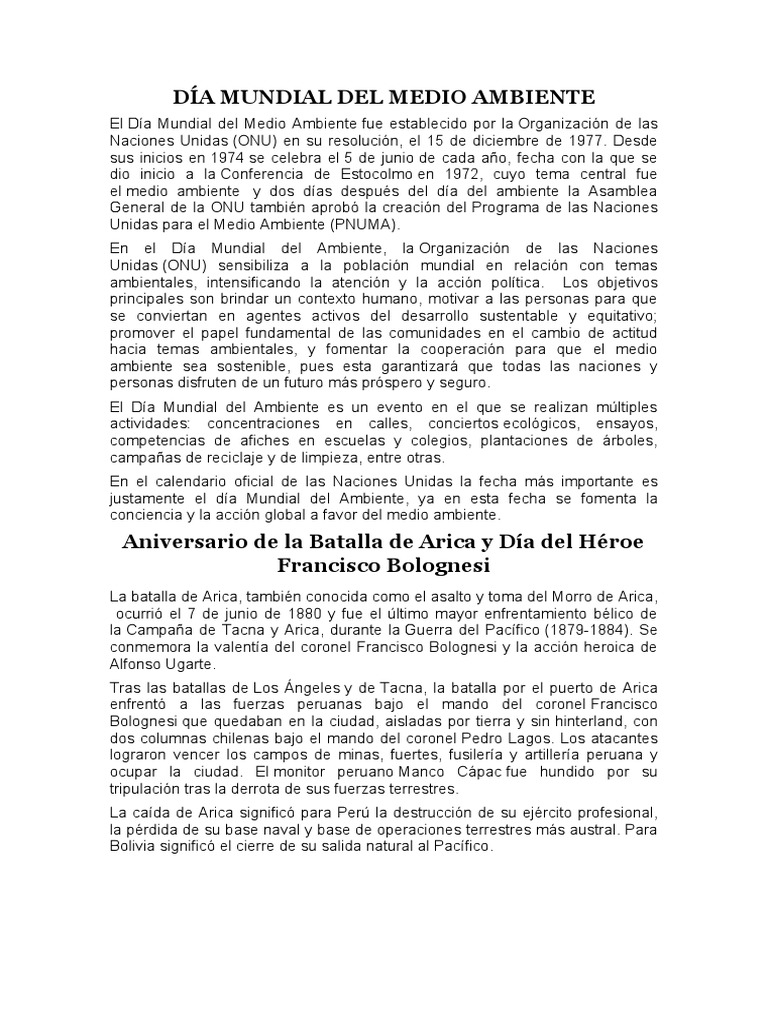 Día Mundial Del Medio Ambiente | PDF | Viajes y turismo