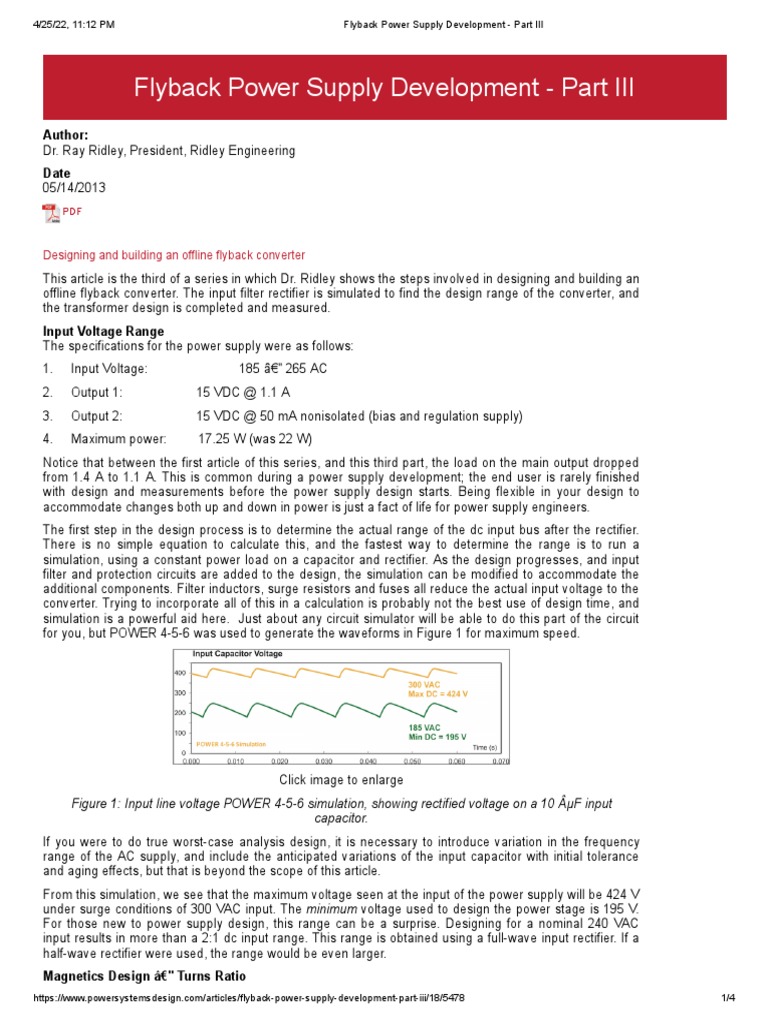 Flyback Power Supply Development - Part III | PDF | Power Supply | Rectifier