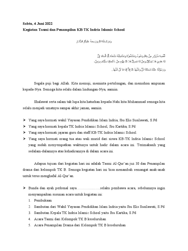 Teks MC Tasmi' | PDF