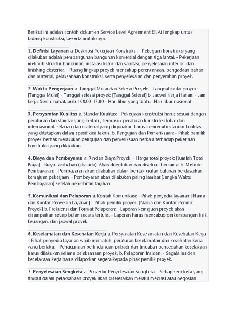 Contoh Service Agreement Yang Lain | PDF