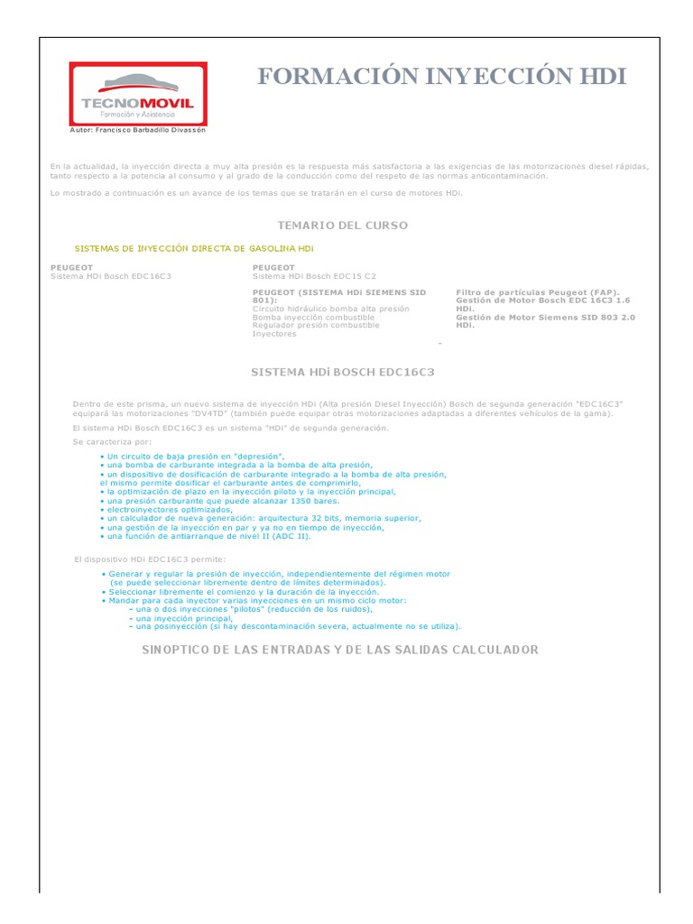 Formacion Inyeccion Hdi | PDF