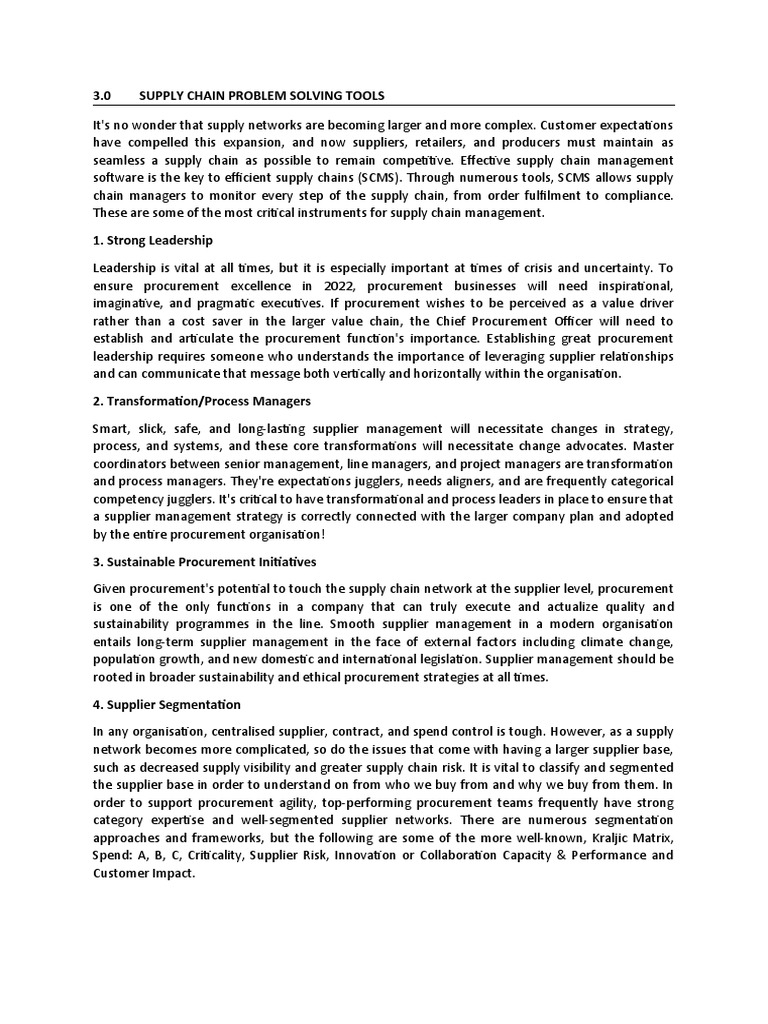 Supply chain problem solving tools | PDF | Supply Chain | Procurement