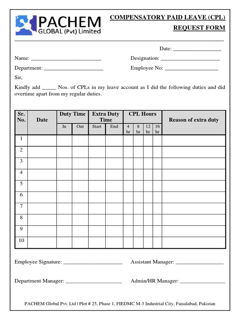CPL Form | PDF