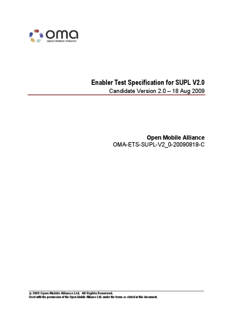 OMA-ETS-SUPL-V2 - 0-20090818-C - Test Cases | PDF | Transport Layer ...