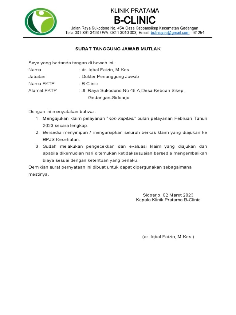 Surat Tanggung Jawab Mutlak | PDF