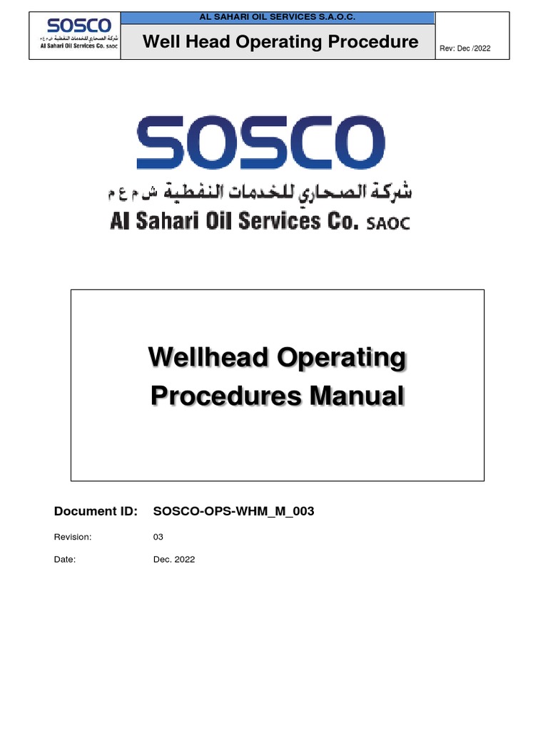 Wellhead Maintenance Procedure SOSCO-Rev 03 | PDF Wellhead Maintenance Procedure SOSCO-Rev 03 | PDF